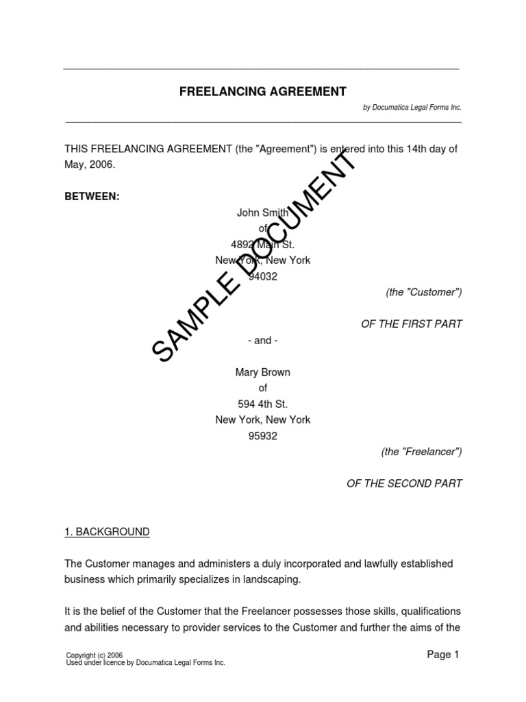 Sample Document: Freelancing Agreement | PDF | Freelancer | License