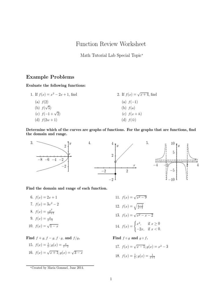 Function Review Worksheet | PDF | Logic | Mathematical Logic