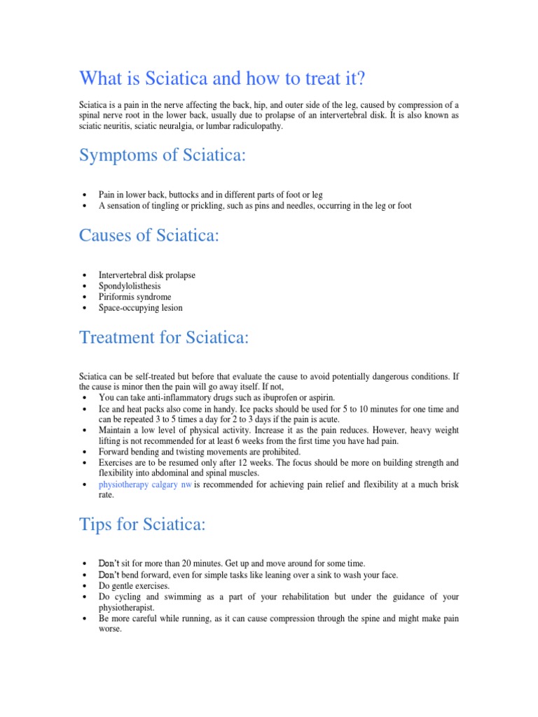 What Is Sciatica and How To Treat It - Caring Hands Physiotherapy | PDF