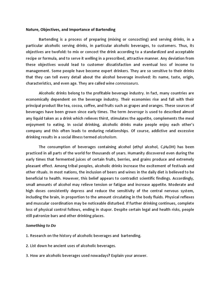 Bartending Notes | PDF | Drink | Alcoholic Drinks
