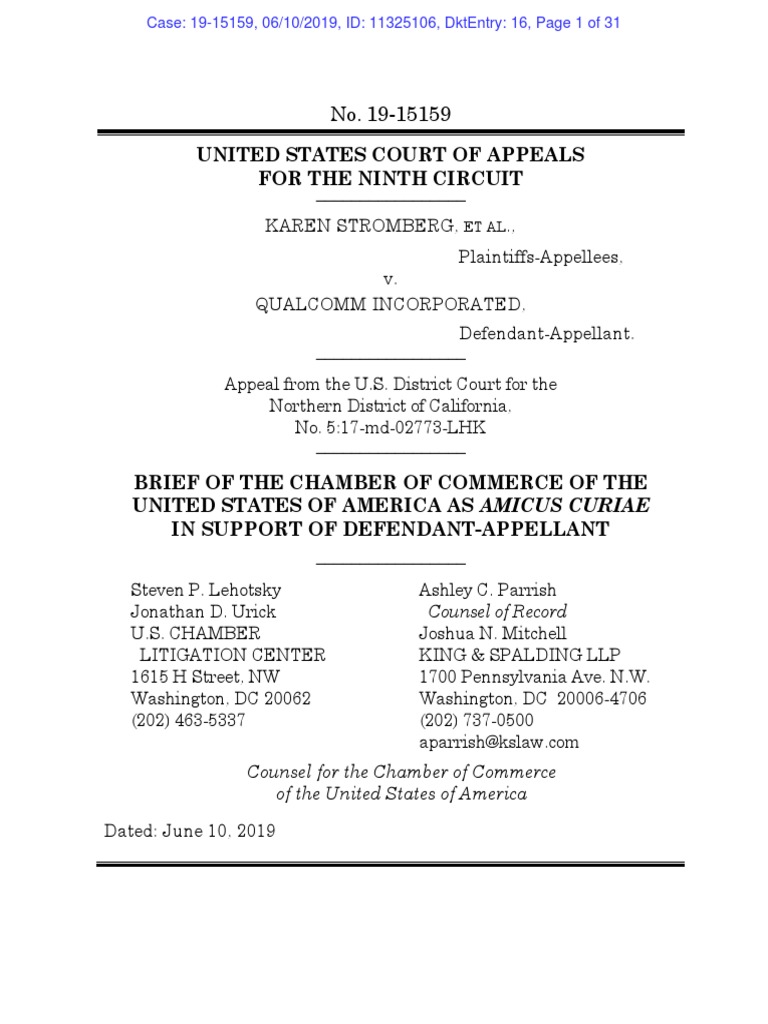 19-06-10 Amicus Brief by US Chamber of Commerce | PDF | Class Action ... 19-06-10 Amicus Brief by US Chamber of Commerce | PDF | Class Action ...