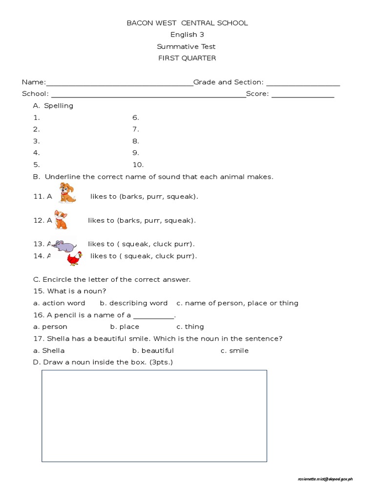 Summative Test First Quarter | PDF