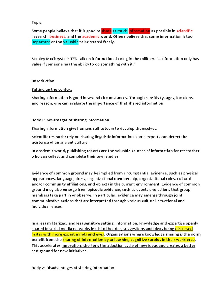 Benefits of Information Sharing | PDF