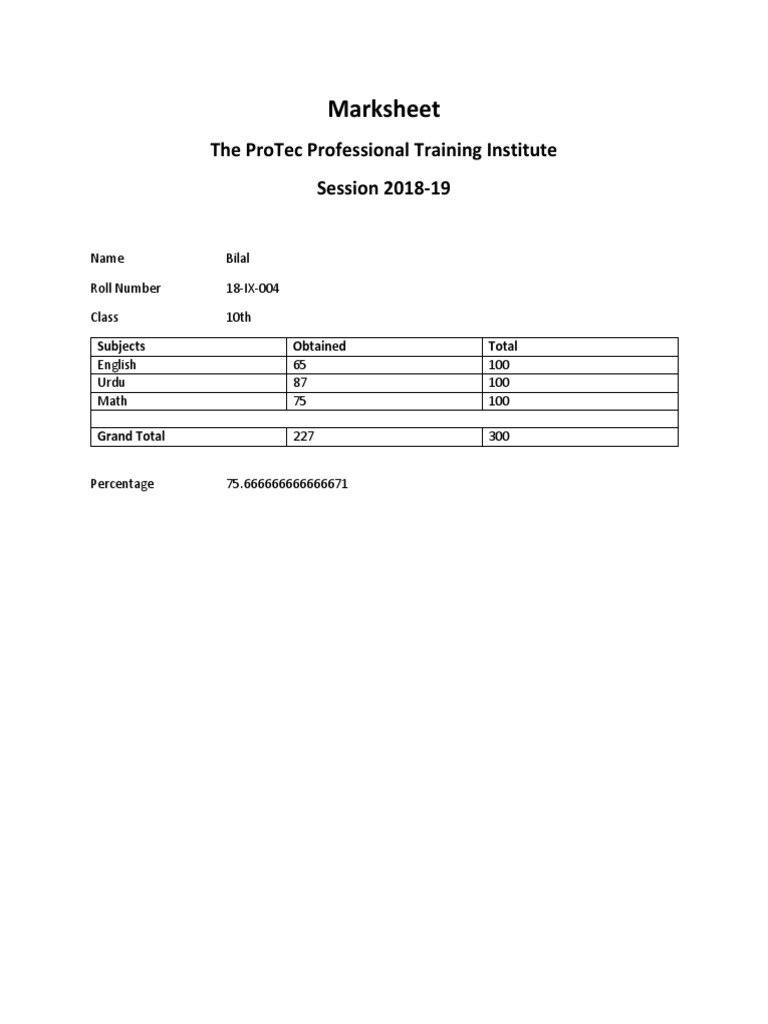 Marksheet | PDF
