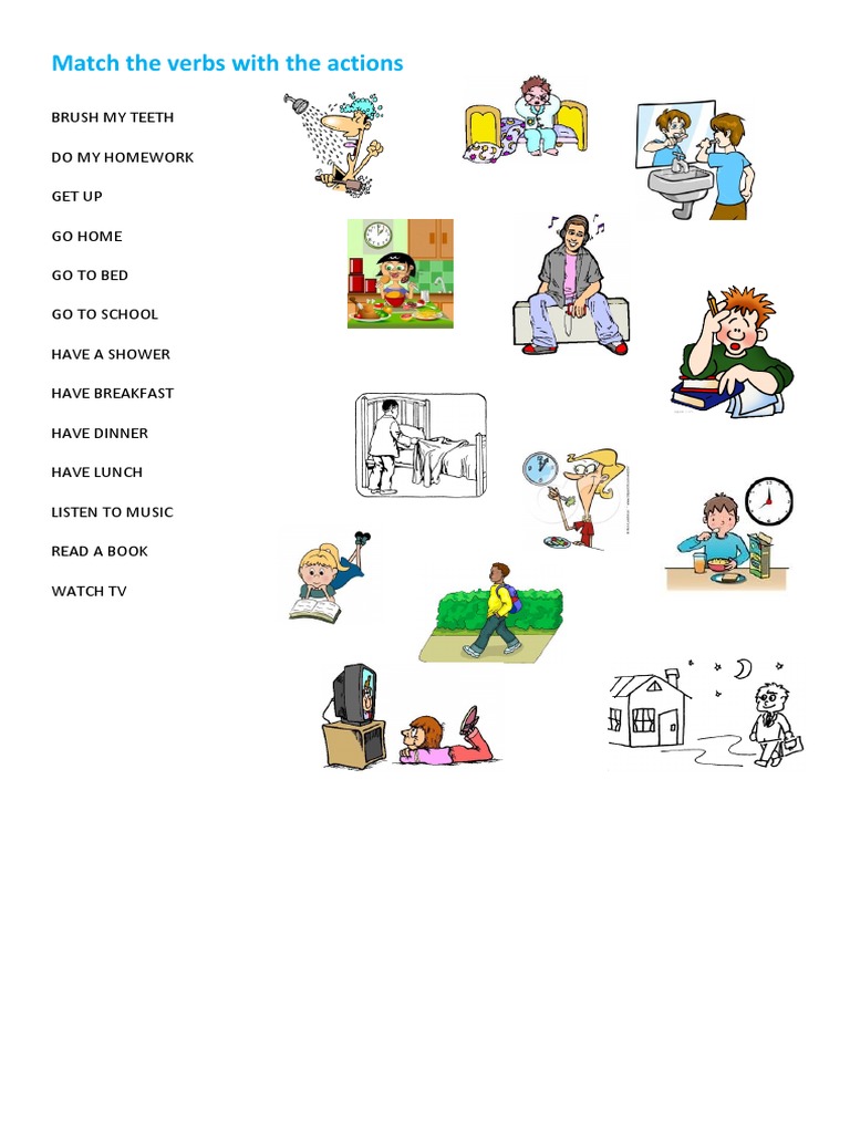 Match The Verbs With The Actions | PDF | Syntactic Relationships ...
