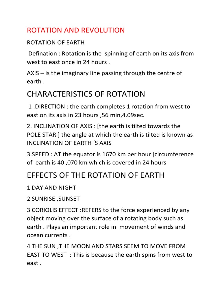 Rotation and Revolution | PDF | Rotation | Earth