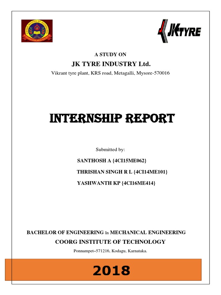 JK Tyre Internship Report - Mysore Plant | PDF | Tire | Extrusion