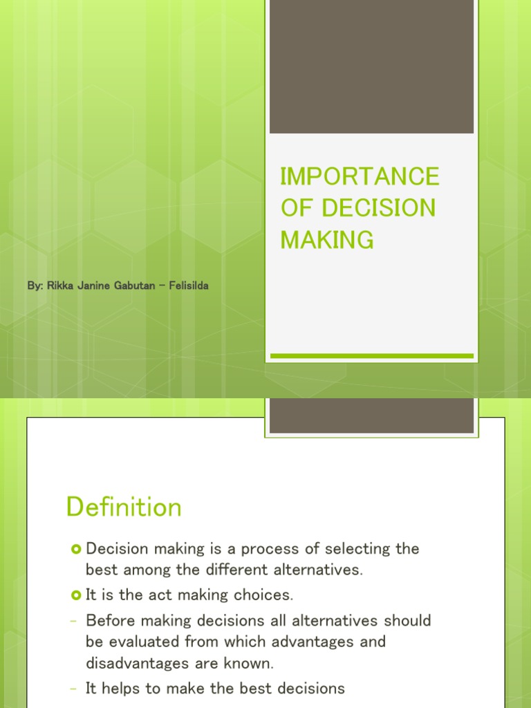 Importance of Decision Making | PDF | Decision Making | Cognition
