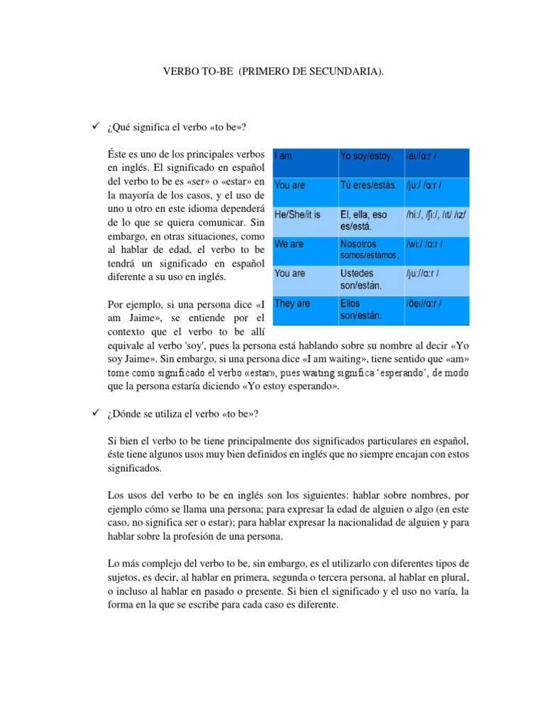 Verbo To | PDF | Lengua española | Verbo