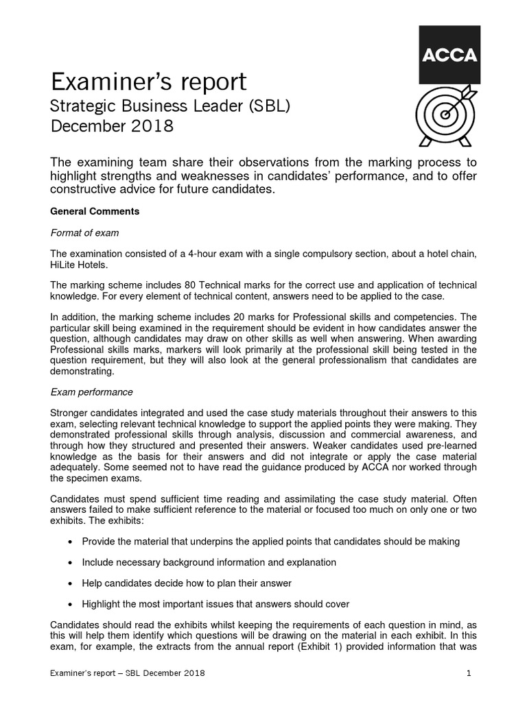 SBL Examreport d18 PDF | PDF | Question | Test (Assessment)