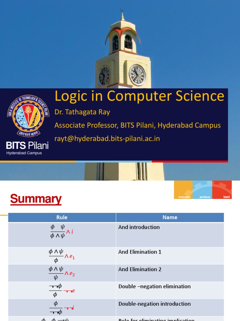 Logic in Computer Science: BITS Pilani | PDF | Mathematical Proof | Theorem