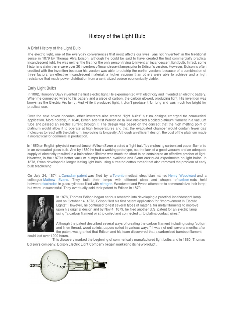 The First Light Bulb Timeline