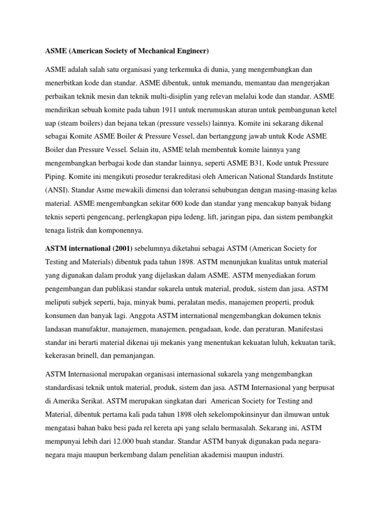 Perbedaan Asme Dan Astm | PDF