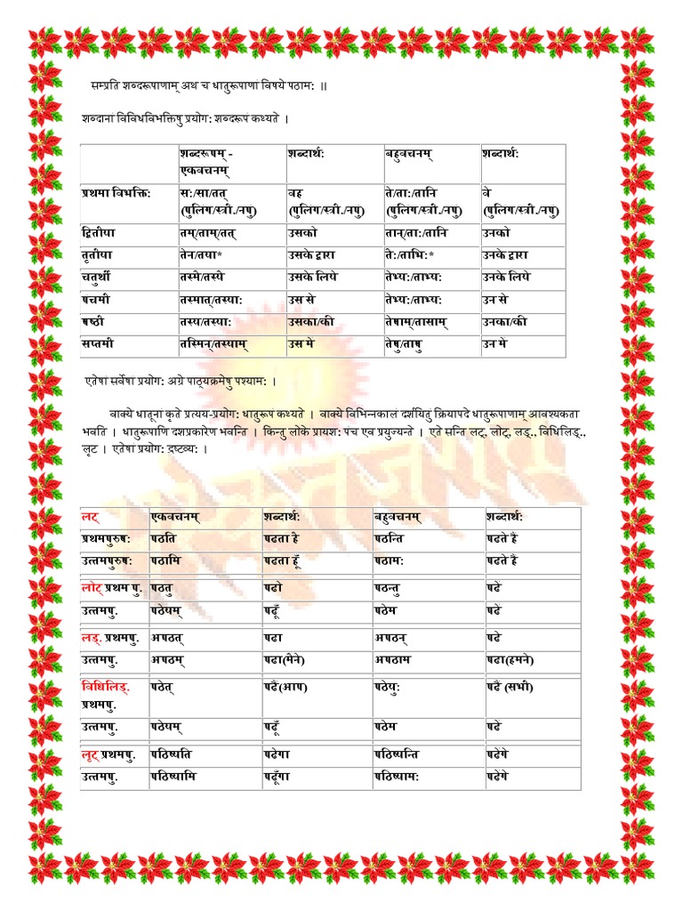 Learn Sanskrit For Free Shabd Roop Dhatu Roop PDF | PDF