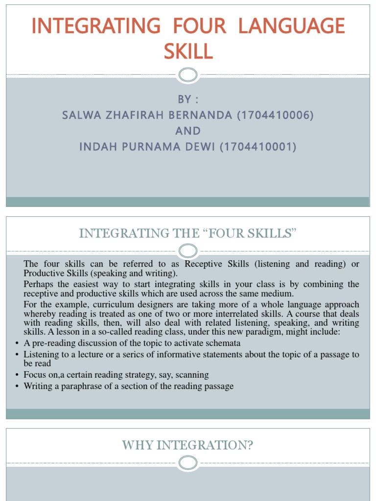 Integrating Four Language Skill | PDF | Learning | Curriculum