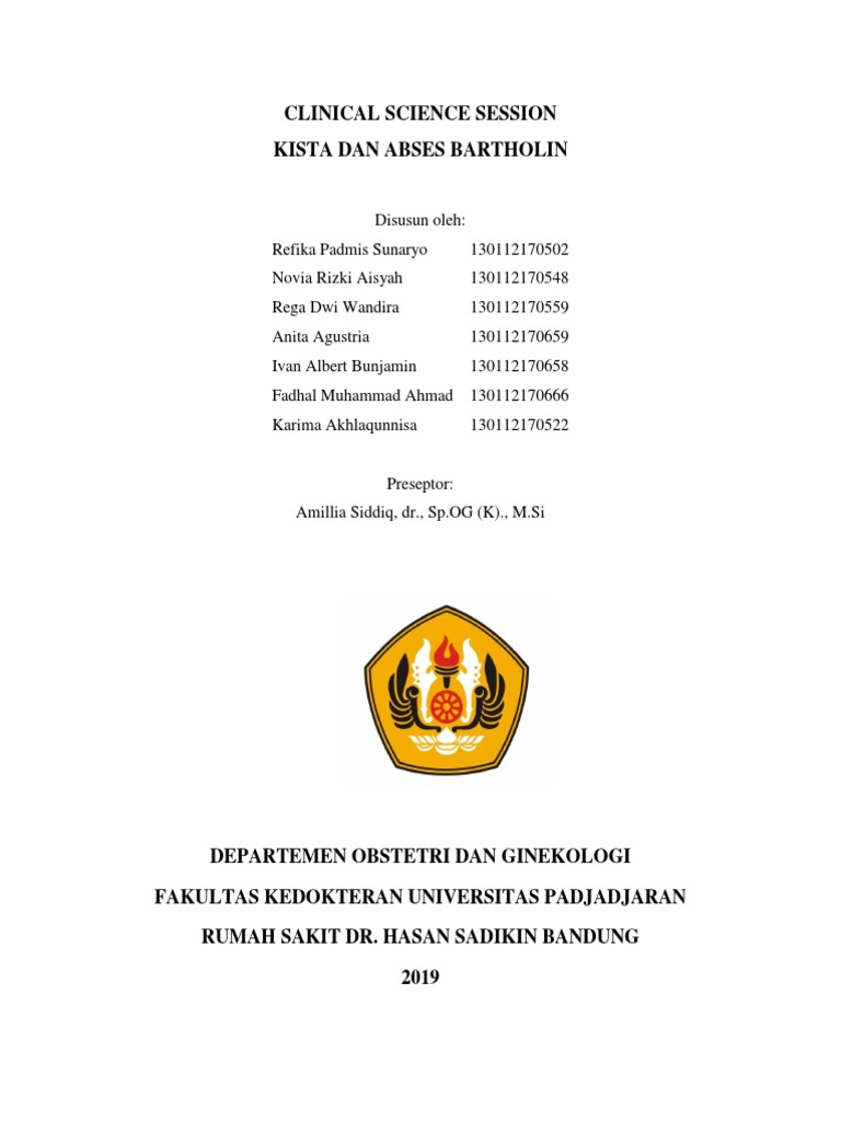 Kista dan Abses Bartholin: Diagnosis & Penanganan | PDF