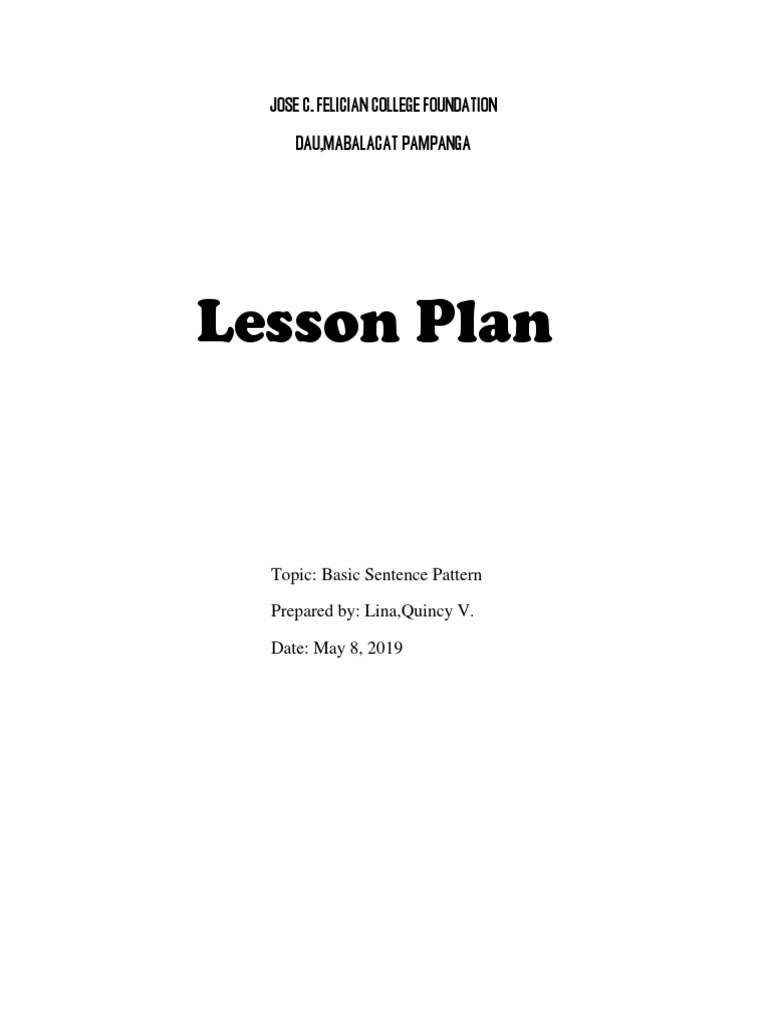 Lesson Plan: Jose C. Felician College Foundation Dau, Mabalacat Pampanga | PDF | Foods | Food ...