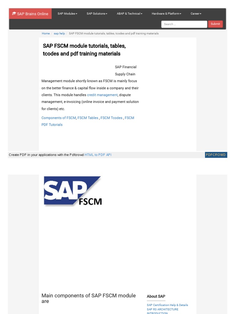 Sapbrainsonline Com Help FSCM Module Tutorials HTML | PDF | Sap Se ...