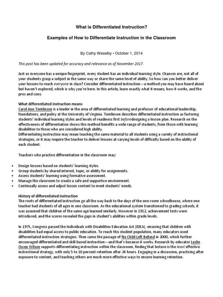 Understanding Differentiated Instruction | PDF | Differentiated ...