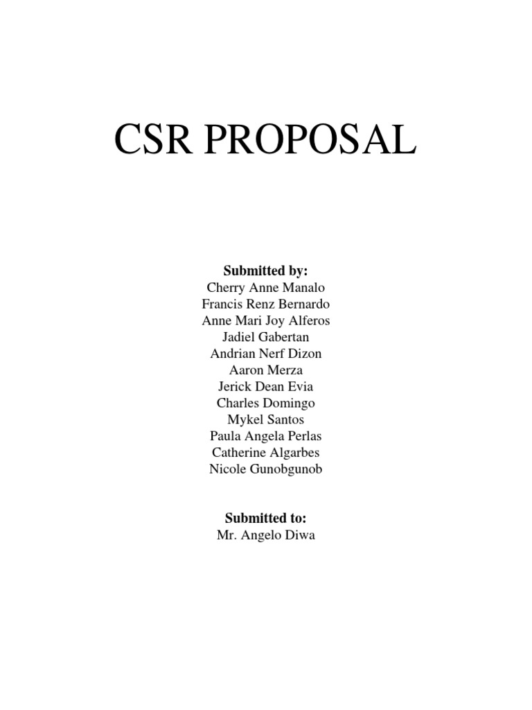 CSR Proposal: Submitted by | PDF | Corporate Social Responsibility | Goal
