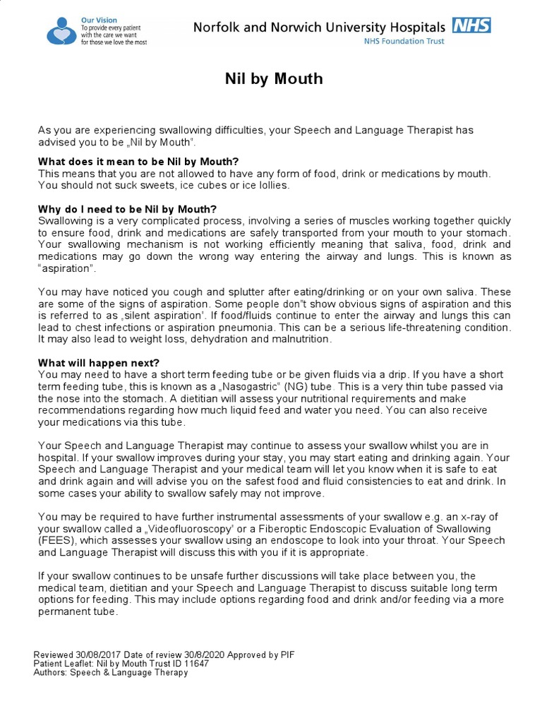 What Does It Mean To Be Nil by Mouth? | PDF | Medical Specialties ...