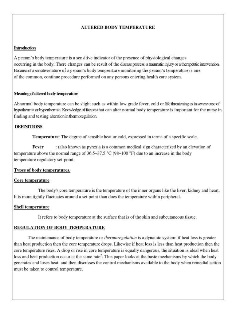 Altered Body Temperature | PDF | Hypothermia | Fever