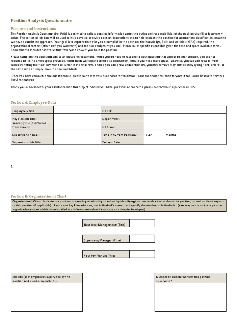 Position Analysis Questionnaire | PDF | Supervisor | Academic Degree