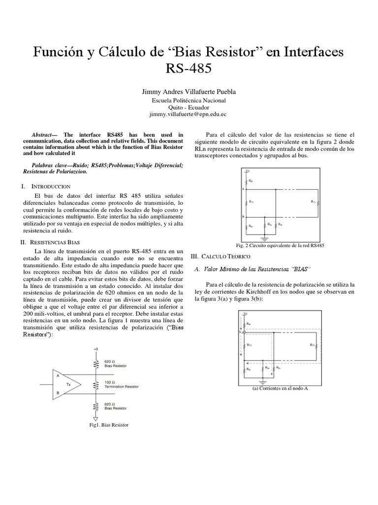 Función y Cálculo de "Bias Resistor" en Interfaces RS-485 | PDF ...