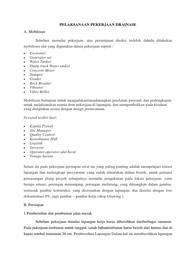Pelaksanaan Pekerjaan Drainase | PDF