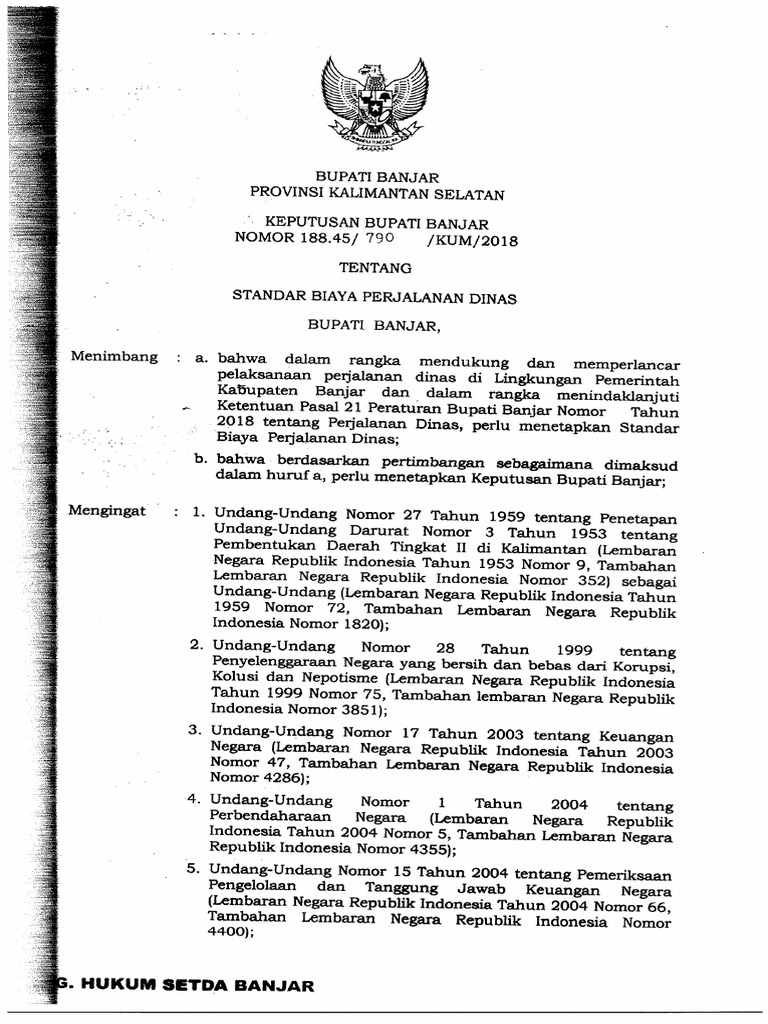 Standar Perjadin Kabupaten Banjar 2019 | PDF