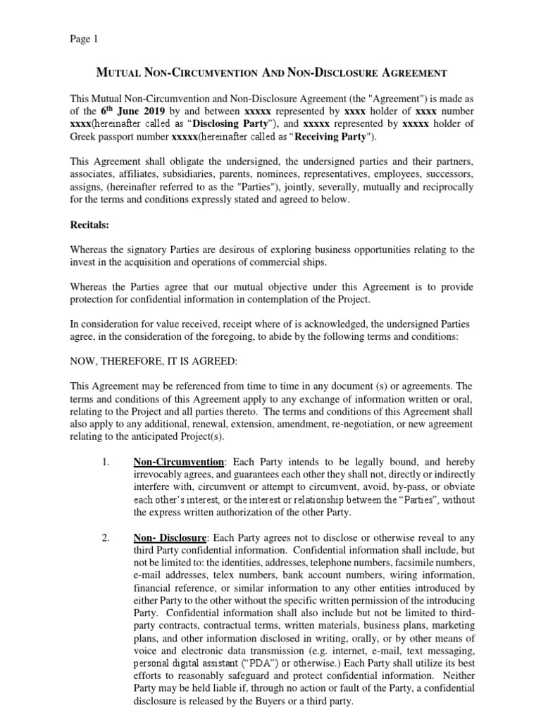 Sample NDA | PDF | Non Disclosure Agreement | Arbitration