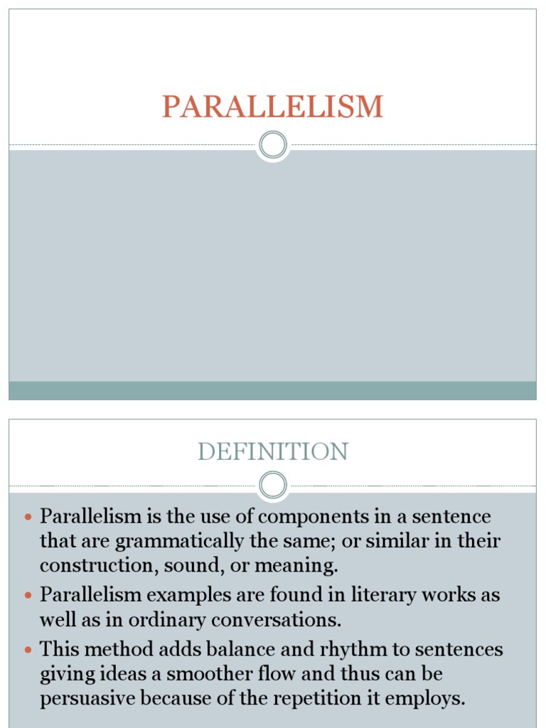 PARALLELISM | PDF | Sentence (Linguistics) | Philology