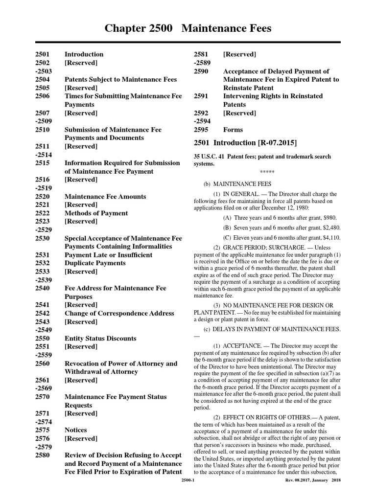 Mpep 2400 | PDF | Maintenance Fee (Patent) | Patent Application