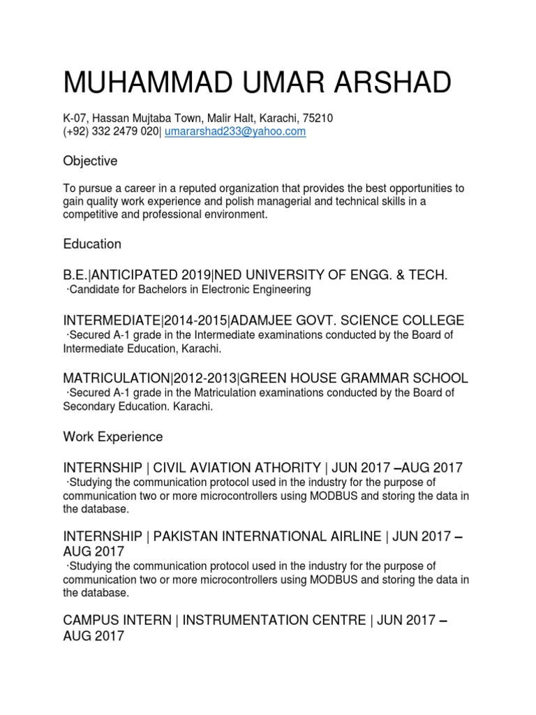 Muhammad Umar Arshad | PDF | Computing | Engineering