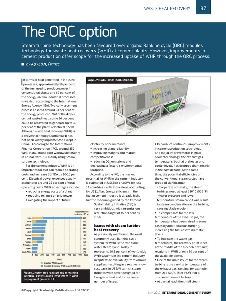 The ORC Option in Cement Plant | PDF | Cement | Waste