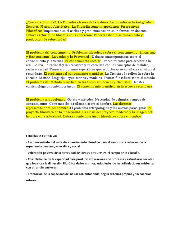 Programa de Filosofia-Borrador | PDF | Conocimiento | Science