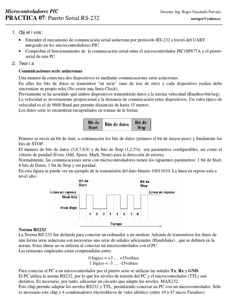 Comunicación serial RS-232 entre un microcontrolador PIC y un PC utilizando el protocolo UART ...