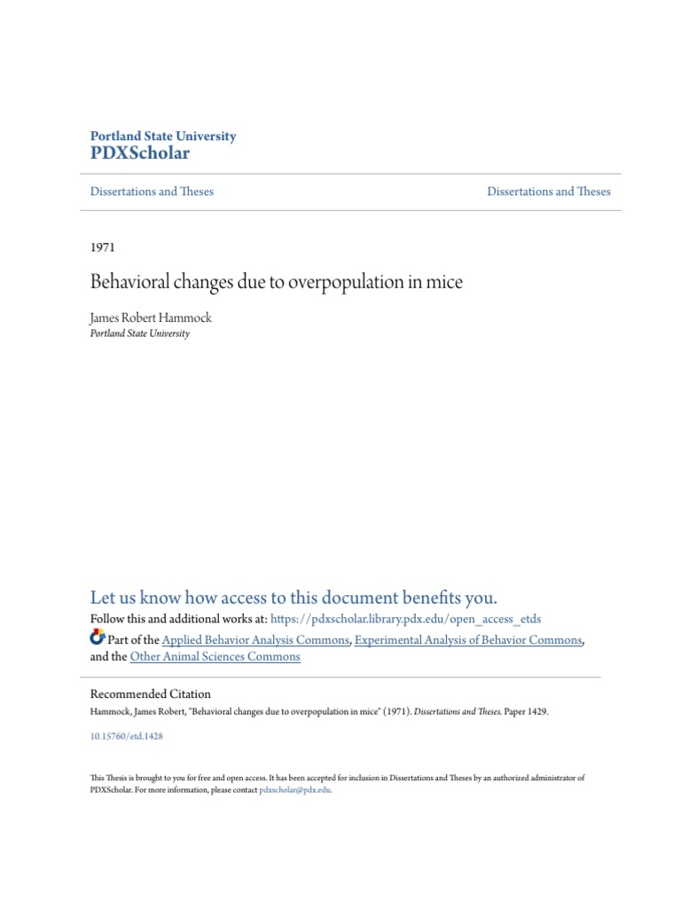 Behavioral Changes Due To Overpopulation in Mice | PDF | Experiment ...