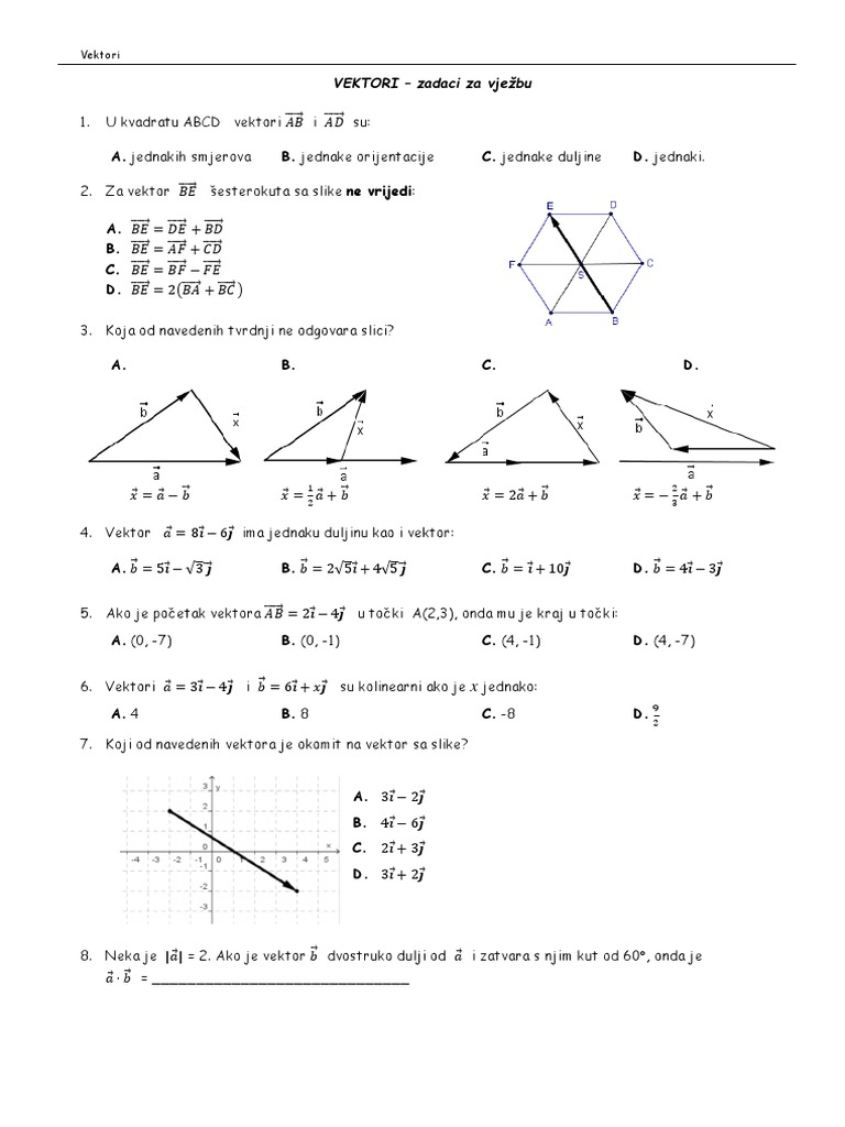 Vektori Zadaci Za Vjezbu | PDF