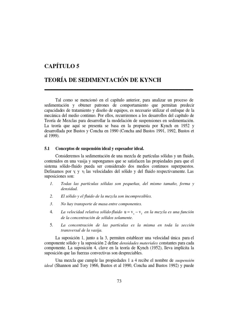 Capítulo 5 Teoría de Sedimentación de Kynch-1 PDF | PDF | Filtración ...