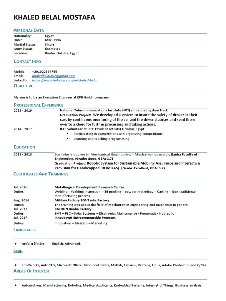 Khaled Belal-C.v - EPB GMBH | PDF | Engineering | Computing