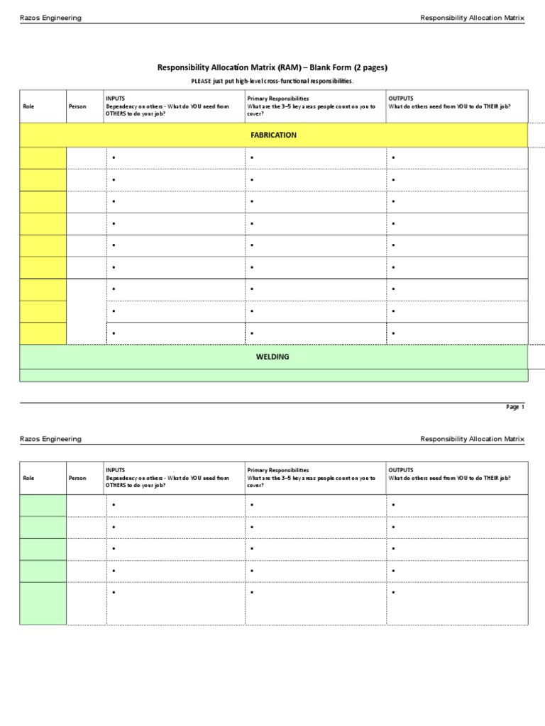 Razos Engineering Responsibility Matrix | PDF | Electrical Engineering ...