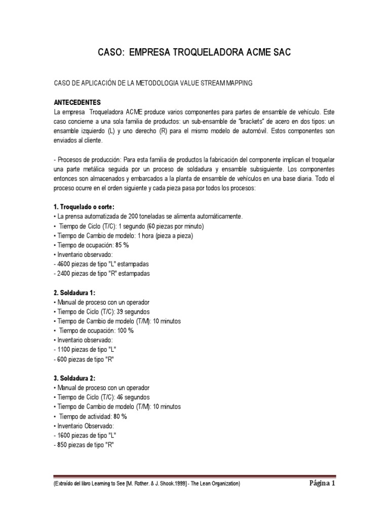 Caso Acme - Diagramación VSM | PDF | Soldadura | Construcción