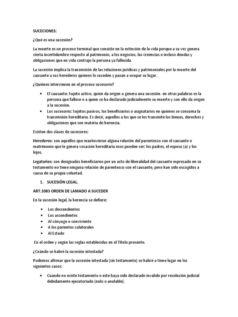 Guía Completa sobre Sucesiones Hereditarias | PDF | Herencia | Parentesco