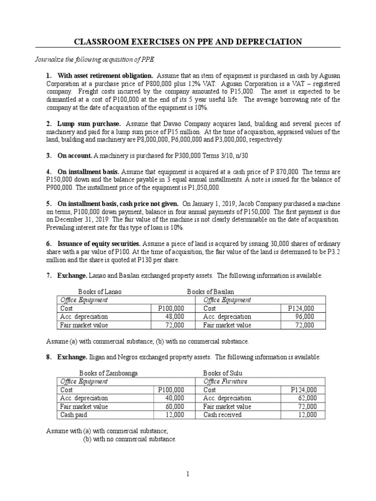 CE On PPE Acquisition and Depreciation C | PDF | Depreciation ...