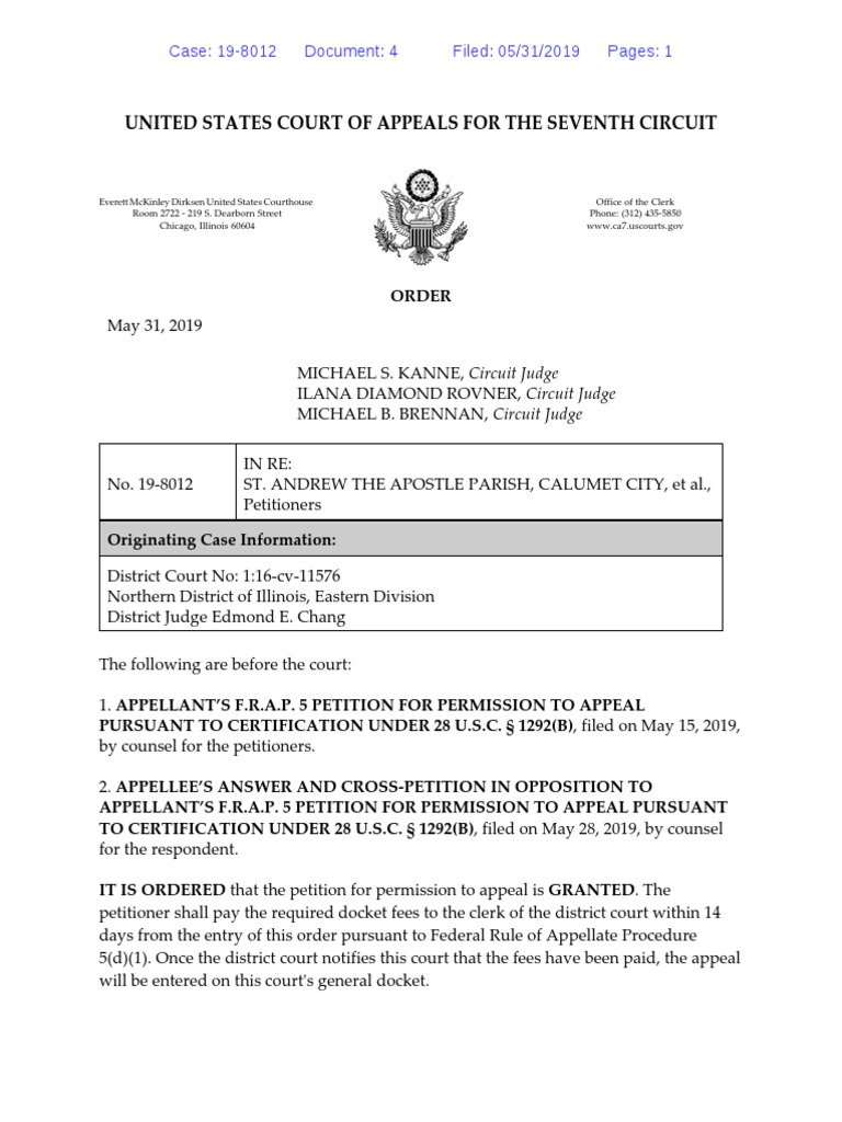 Court Order Granting Appellant's Petition For Permission To Appeal | PDF