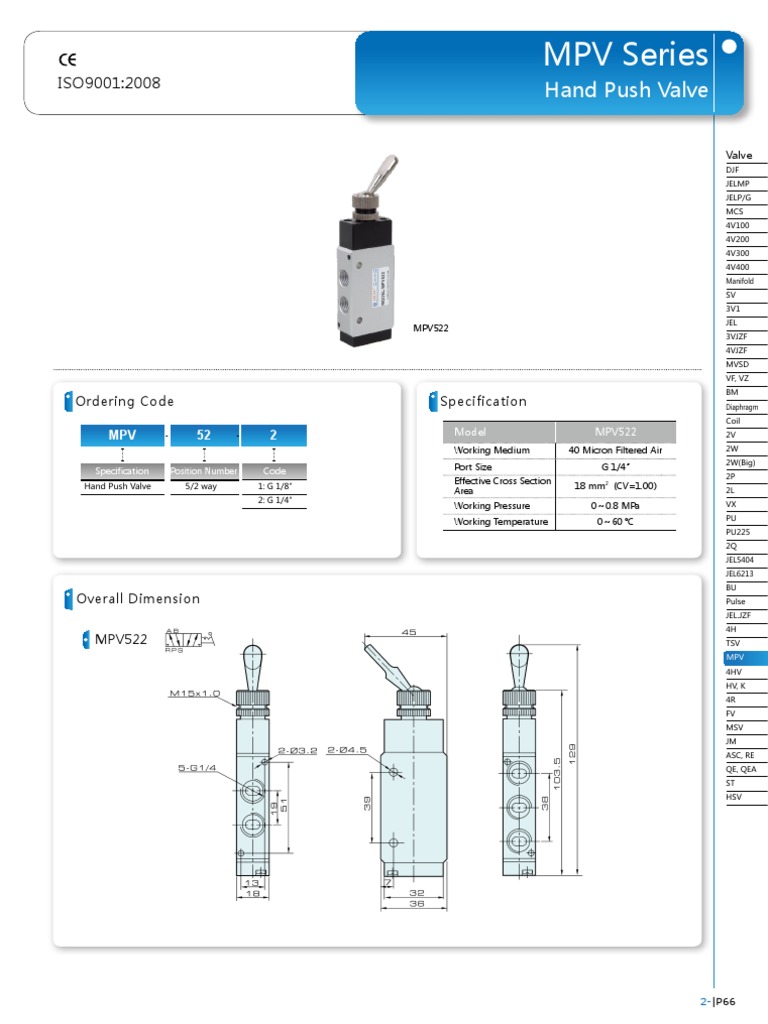 TSV Series MPV Series: Hand Pull Valve Hand Push Valve | PDF | Gases ...