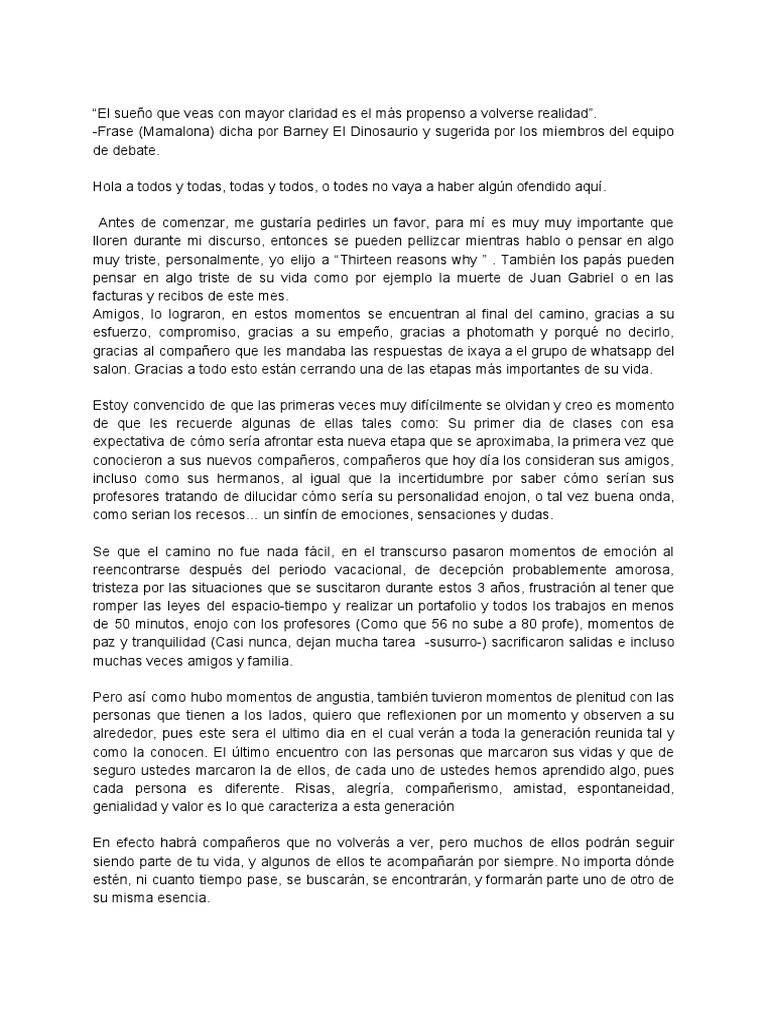 Discurso de Clausura. | PDF