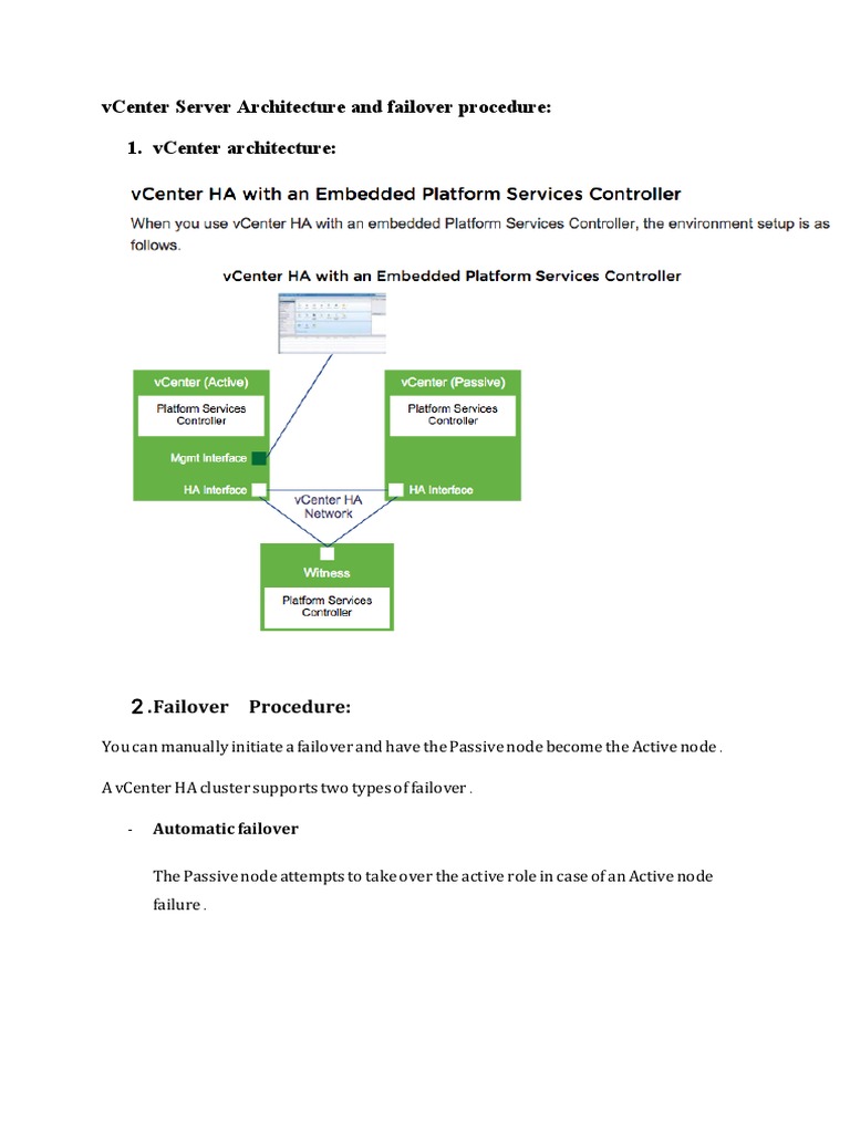 VCenter Server Architecture and Failover Procedure | PDF