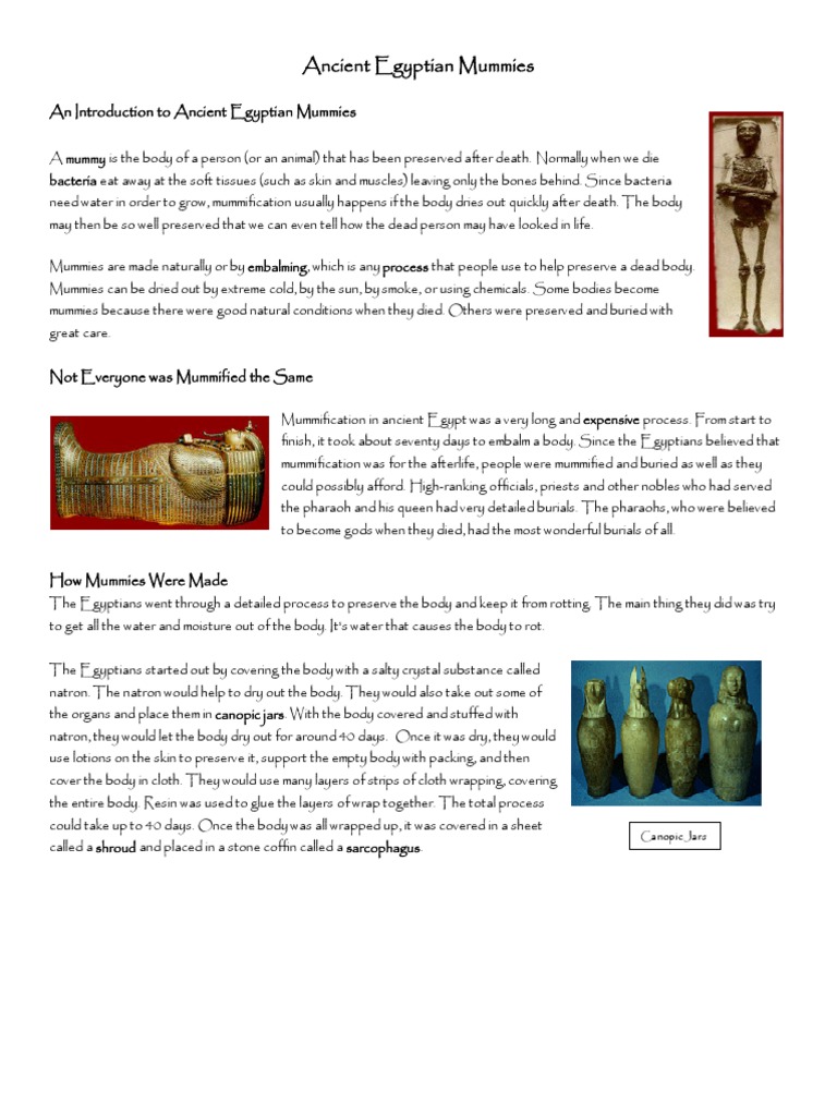 Ancient Egyptian Mummification Process | PDF | Mummy | Ancient Egyptian ...